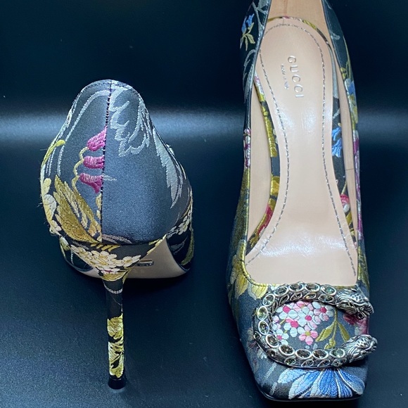 Gucci | Shoes | Gucci Dionysus Never Worn Blackmulti Color Floral Pump ...